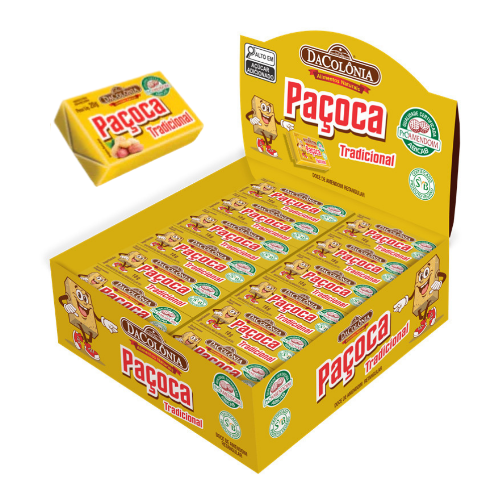 Pacoca Retangular Tradicional Display DaColônia (24un De 18gr)
